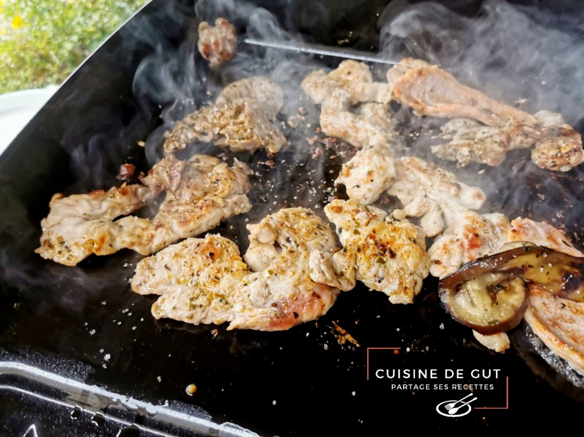 Cigaline de porc et aubergines marinées à la plancha – CUISINE DE GUT